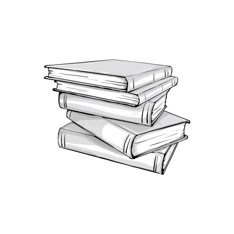 Sketch of a stack books stock vector. Illustration of black - 63694464