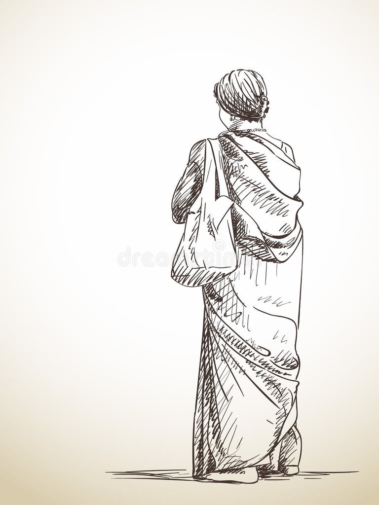 Back View Indian Woman Stock Illustrations 198 Back View Indian Woman