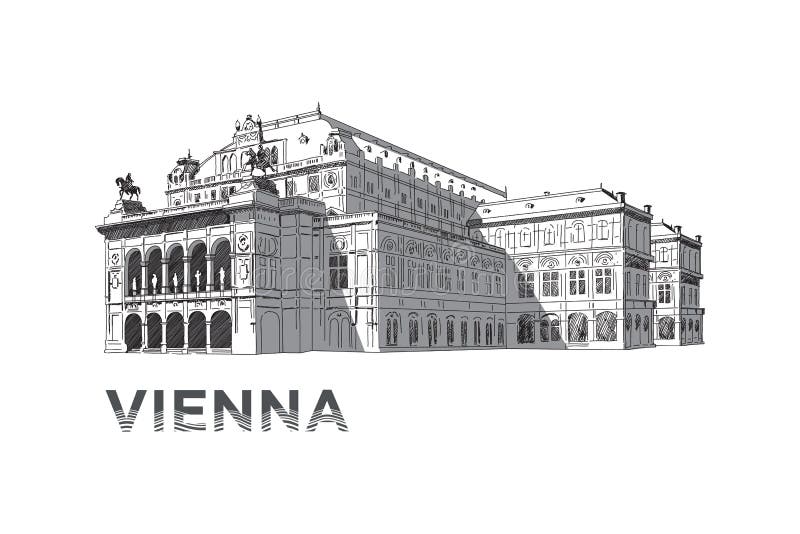 Vienna, Austria Famous Landmark Sketch Stock Vector - Illustration of ...