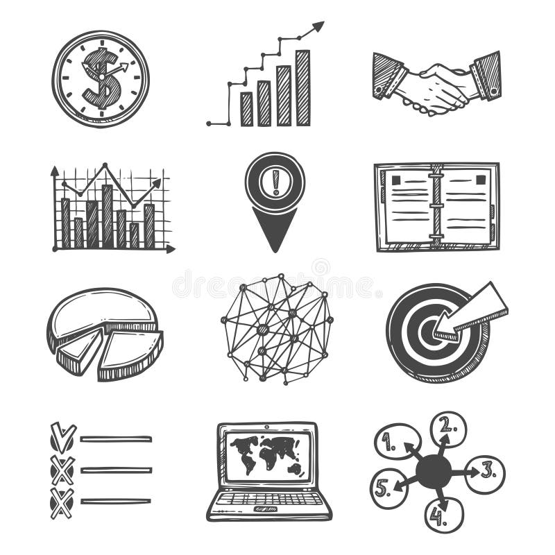 Sketch Strategy and Management Icons Stock Vector - Illustration of ...