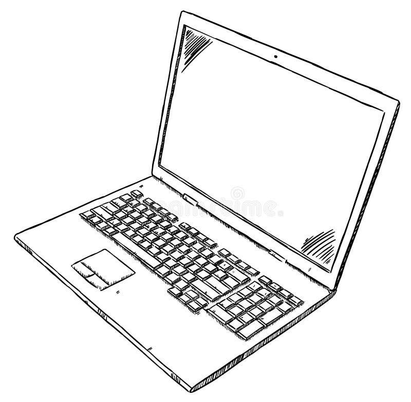 Illustration of Laptop PC - Sketch Style Doodle Stock Vector ...
