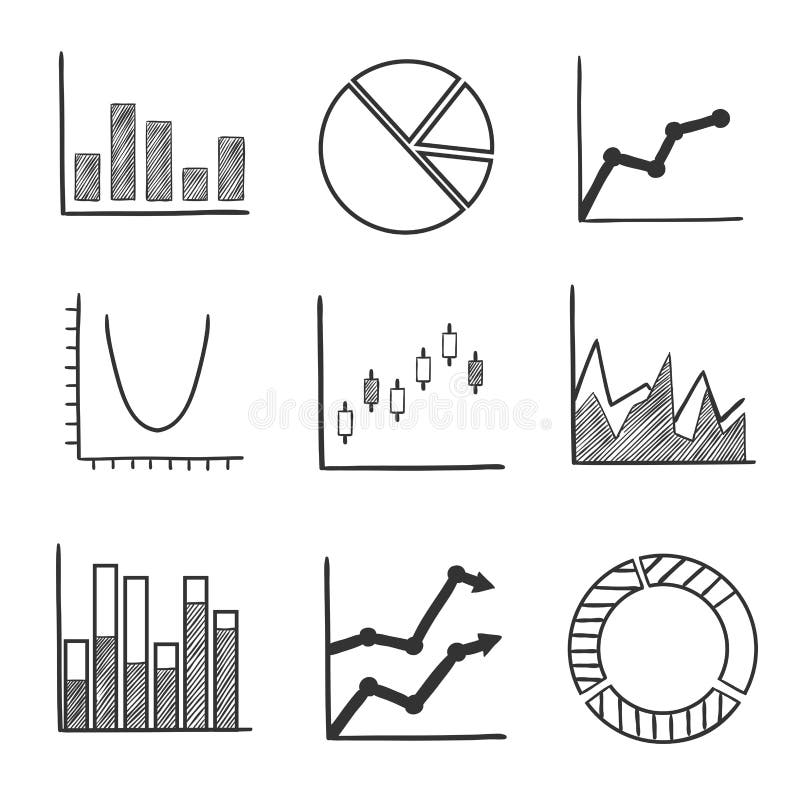 Sketch Style Icons of Business Charts and Graphs Stock Vector ...