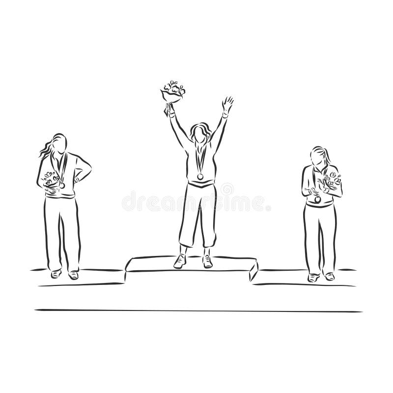 Sketch Style Illustration of an Athlete Winner, Champion Winner, Vector ...