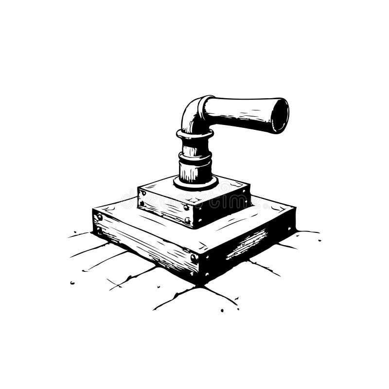 Sketch of Stylized Metal Pipe Structure with a Square Base Platform ...