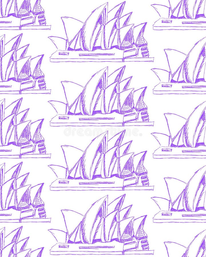 Sketch Sydney Opera, Seamless Pattern Editorial Image - Illustration of ...