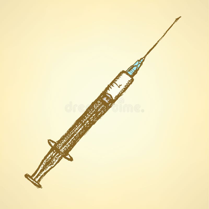 Sketch Syringe in Vintage Style Stock Vector - Illustration of ...