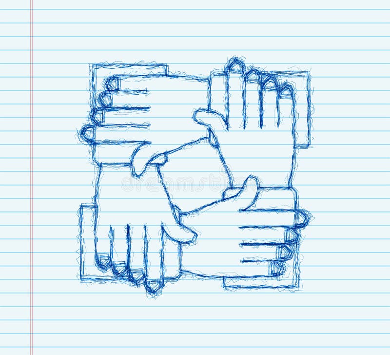 Sketch Teamwork Hands Sign for Concept Design. Business Concept Stock ...