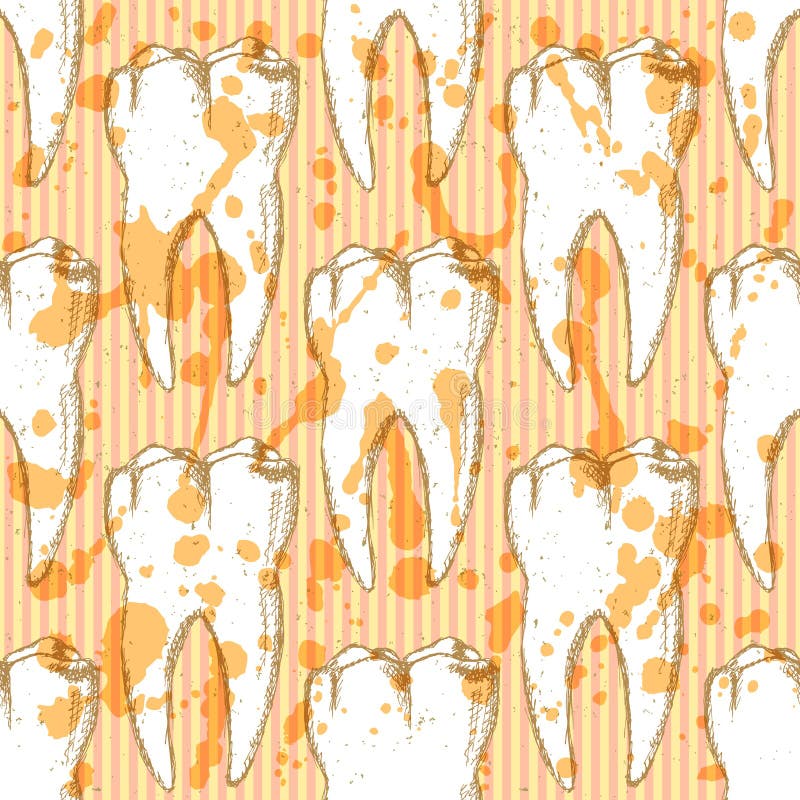Sketch Teeth, Vector Vintage Seamless Pattern Stock Vector ...