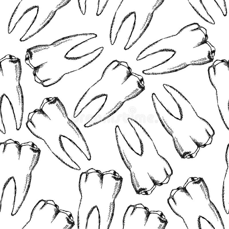 Sketch Teeth, Vector Vintage Seamless Pattern Stock Vector ...