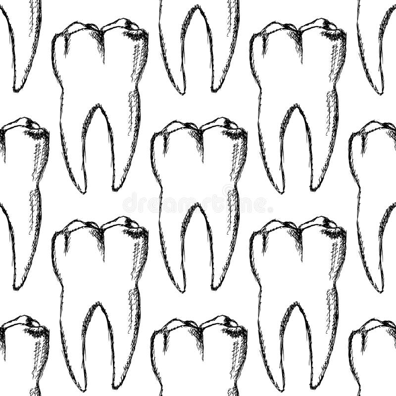 Sketch Teeth, Vector Vintage Background Stock Vector - Illustration of ...