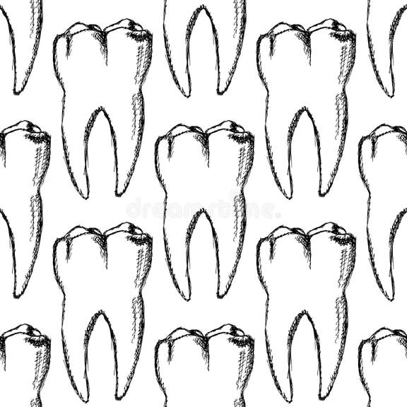 Sketch Teeth, Vector Vintage Seamless Pattern Stock Vector ...