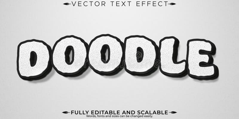 Sketch Text Effect, Editable Doodle and Drawing Text Style Stock Vector ...