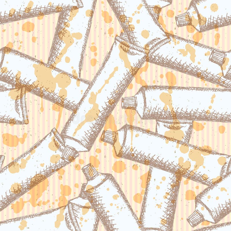 Sketch Tooth Paste, Tooth Brush and Teeth, Vector Pattern Stock Vector ...