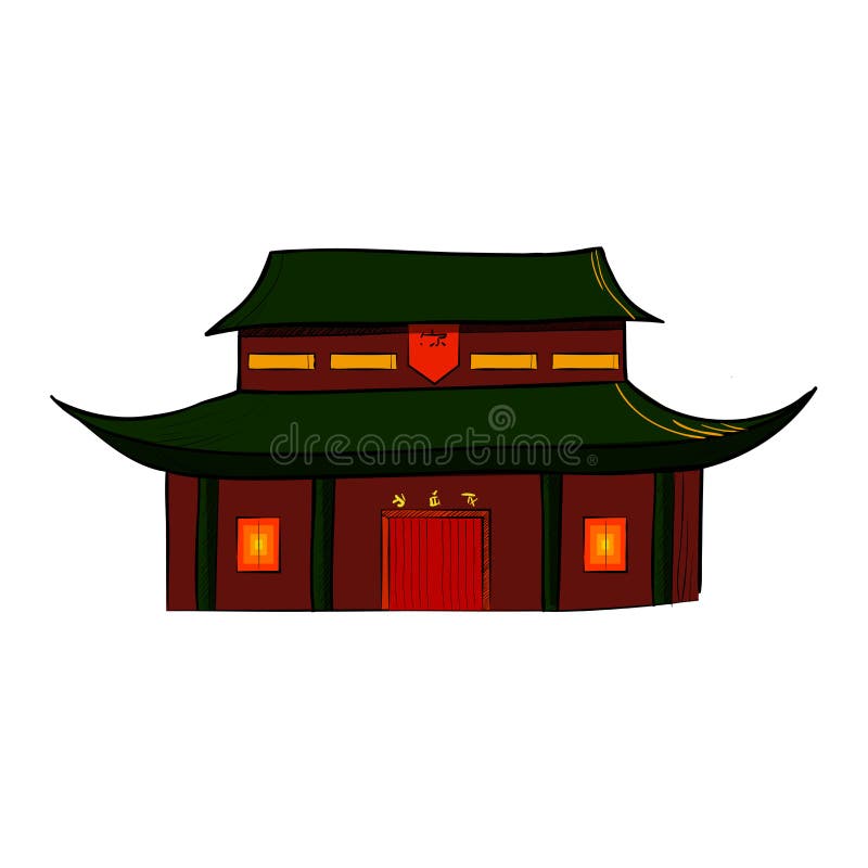 Sketch of the Traditional Chinese House Stock Vector - Illustration of ...
