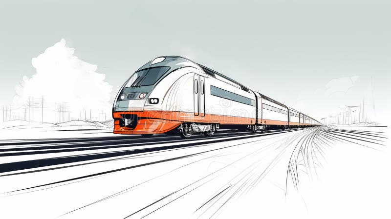 Minimalistic Doodle Style Train Illustration with Streamline Elegance ...
