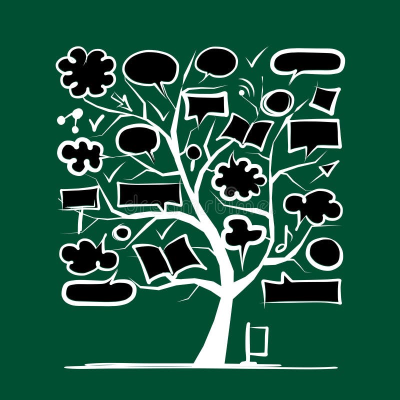 Sketch Tree with Roots for Your Design Stock Vector - Illustration of ...