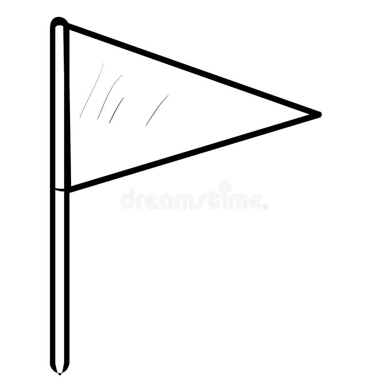 Sketch, Triangular Flag, Coloring Isolated Object on White Background ...