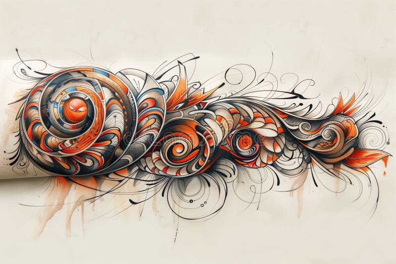 Sketch for sleeve tattoo stock illustration. Illustration of iron ...