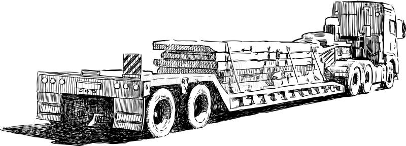 The Sketch of the Truck Transporting Construction Materials Stock ...