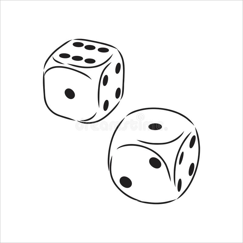 Sketch Two Dices Game Dice Vector Sketch Stock Vector - Illustration of ...