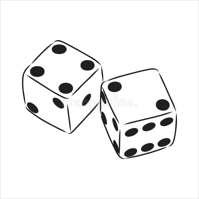 Sketch Two Dices Game Dice Vector Sketch Stock Vector - Illustration of ...
