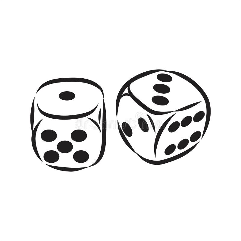 Sketch Two Dices Game Dice Vector Sketch Stock Vector - Illustration of ...