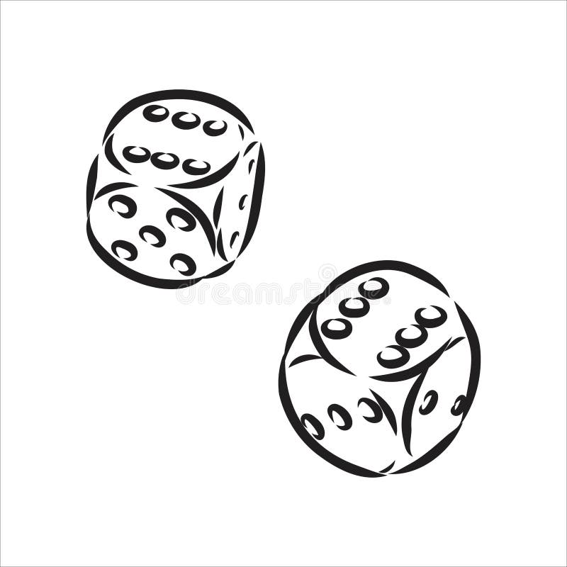 Sketch Two Dices Game Dice Vector Sketch Stock Vector - Illustration of ...