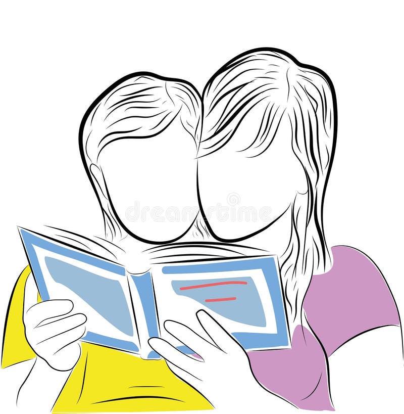 Two Girls Reading Book Stock Illustrations – 158 Two Girls Reading Book ...