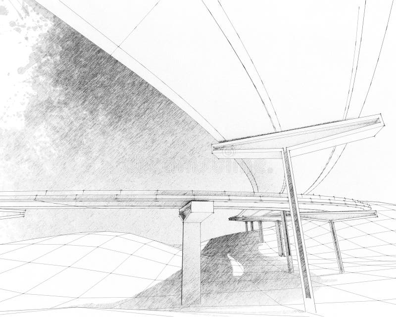 Sketch of the Two-level Highway. Stock Photo - Image of bridge, black ...