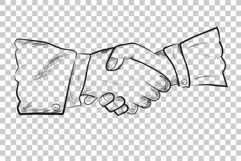 Sketch, Two Man Hand Shaking, at Transparent Effect Background Stock ...