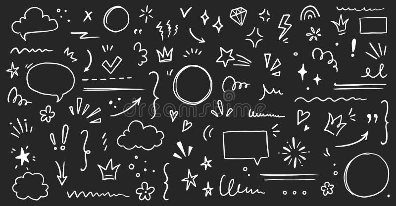 Sketch Underline, Emphasis, Arrow Shape Set. Hand Drawn Brush Stroke ...