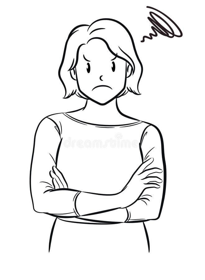 Sketch Upset Girl Negative Mad Emotion Stock Vector - Illustration of ...