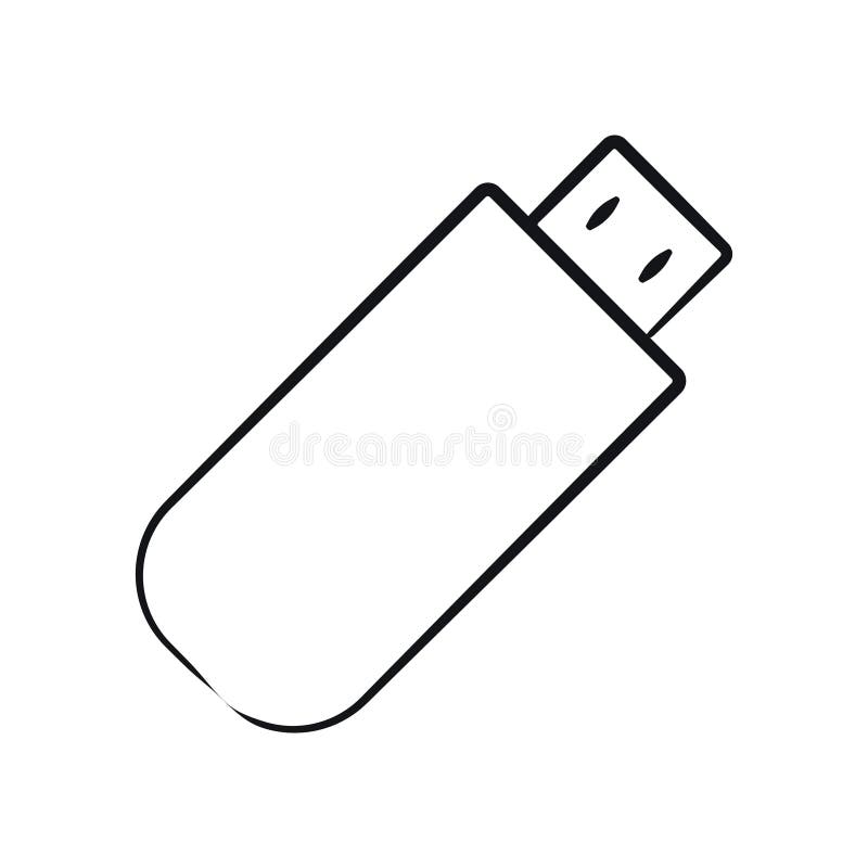 Sketch of USB Flash Drives Isolated. Contour Technologies. Linear ...