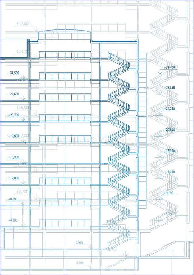 Skyscraper section stock vector. Illustration of draft - 13450931