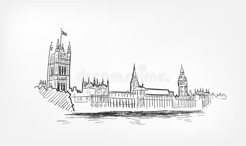 London Line Drawing London Illustration in Line Style on White ...