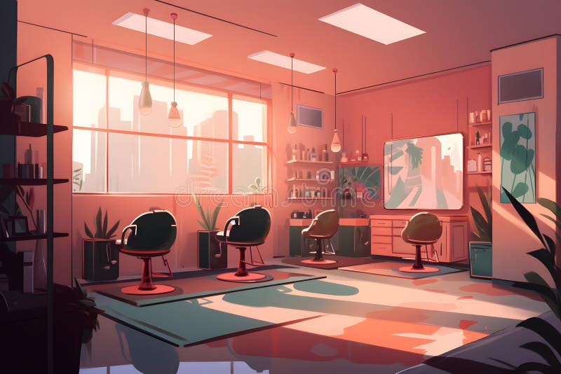 Sketch Visualization of the Interior of a Beauty Studio in Coral Colors ...