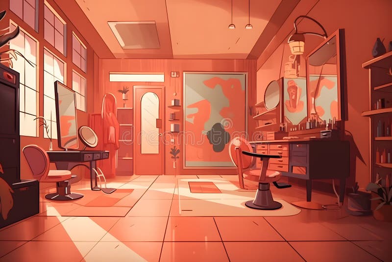Sketch Visualization of the Interior of a Beauty Studio in Coral Colors ...