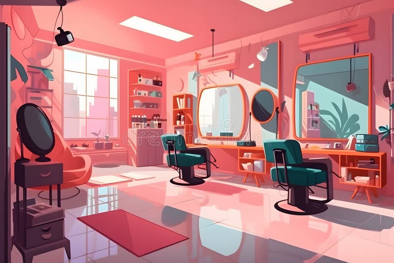 Sketch Visualization of the Interior of a Beauty Studio in Coral Colors ...