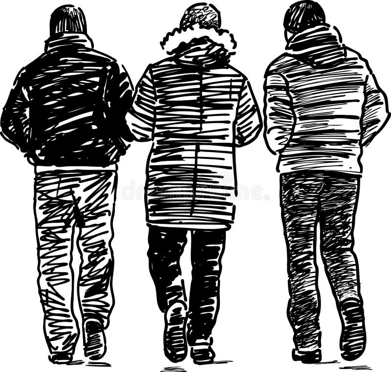 Sketch of the walking men stock vector. Illustration of adult - 35924344