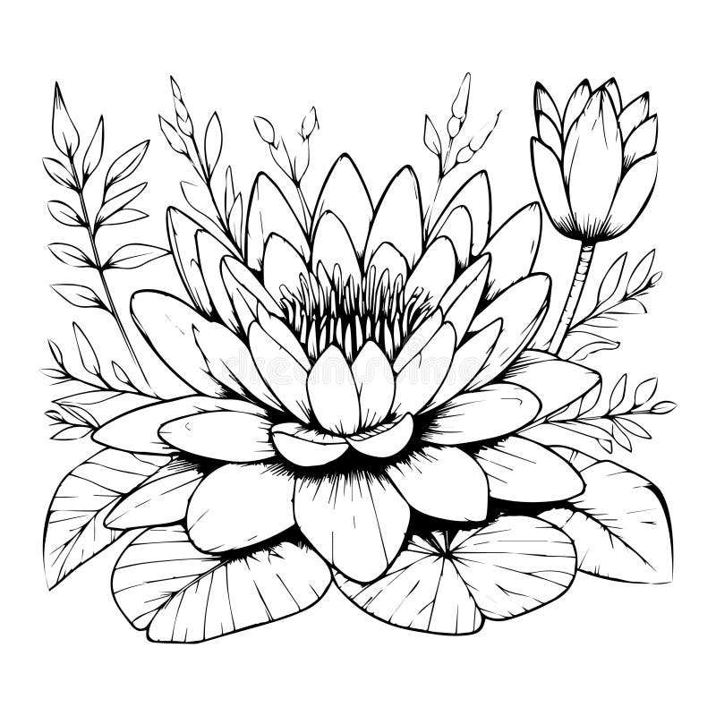 Sketch Water Lily Drawing Hand Drawn Sketch Water Lily Drawing Lily Pad Water Lily Drawing