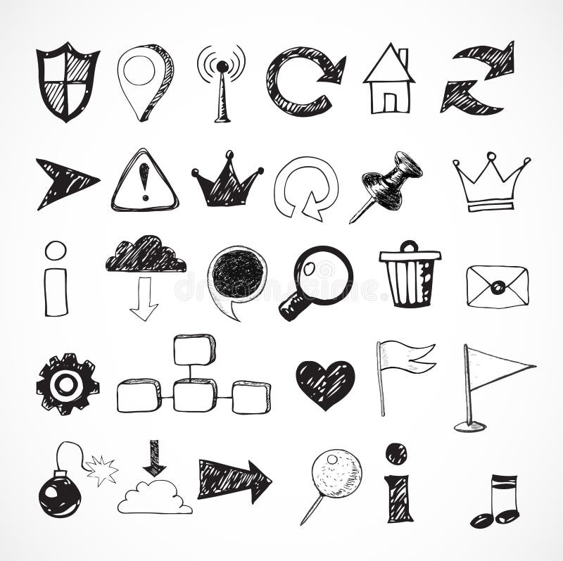 Sketch of web design icons stock vector. Illustration of pencil - 58758138