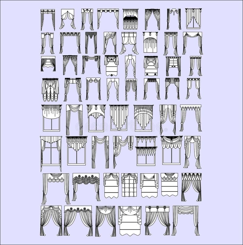 Sketch Window Decorations Painted in the . Classic Curtain Stock ...