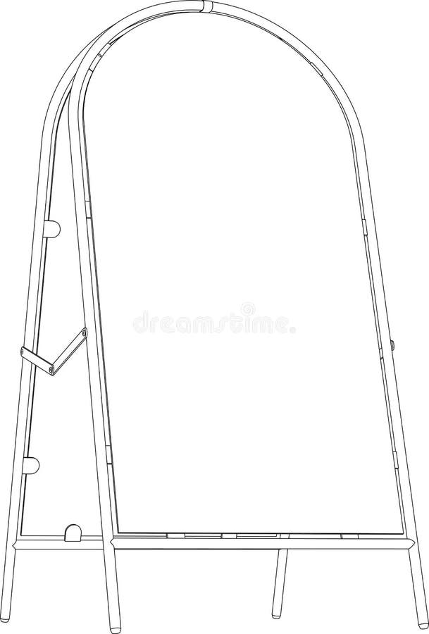 Sketch of Wire-frame Sidewalk Sign. Perspective Stock Vector ...