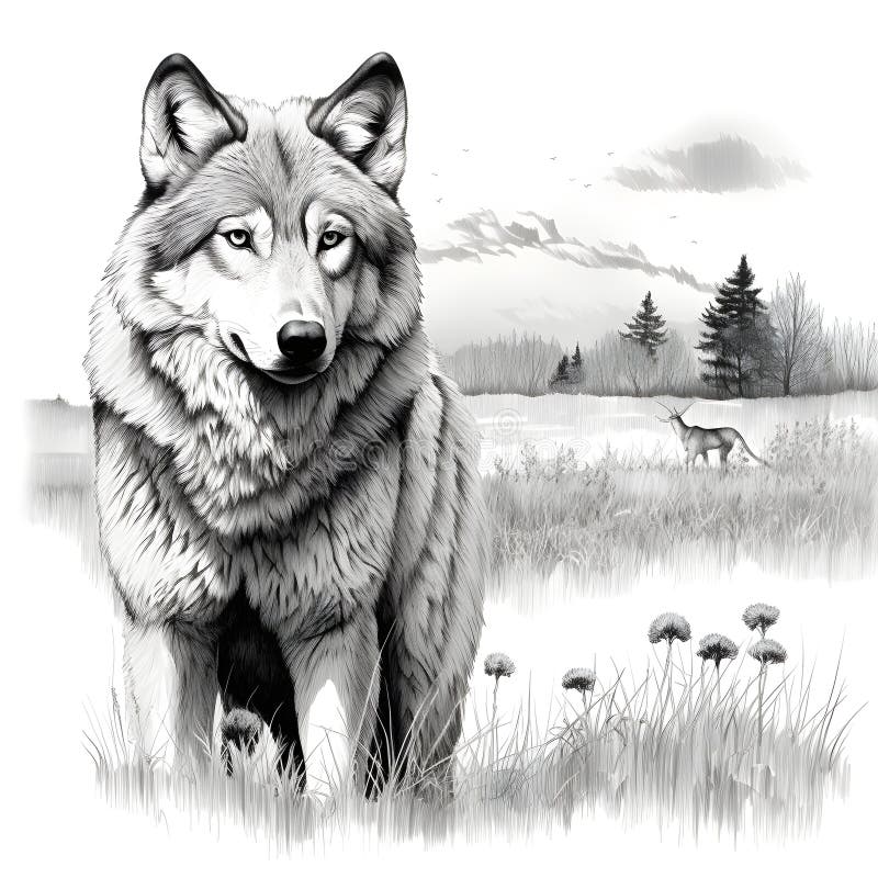A Sketch of a Wolf. Handmade. Generated AI Illustration Stock ...