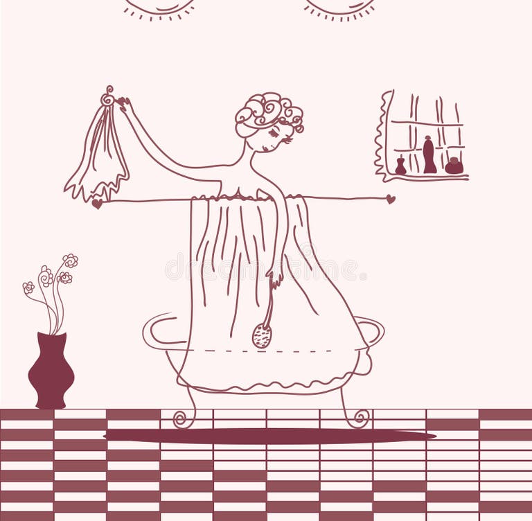 Girl Taking Shower Sketch Stock Illustrations – 48 Girl Taking Shower ...