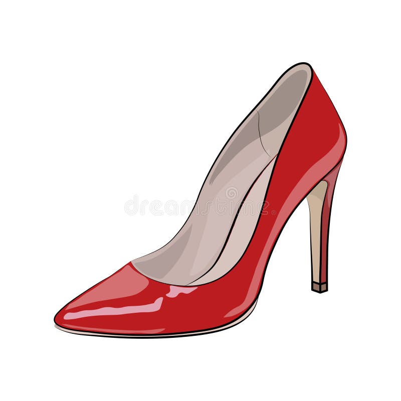 Sketch of Women Red Shoe. Vector Stock Vector - Illustration of graphic ...