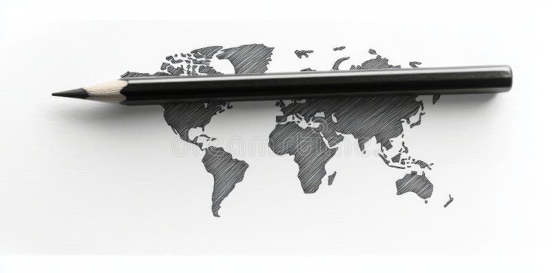 A Sketch of the World Map Symbolizing Global Connections and a Travel ...