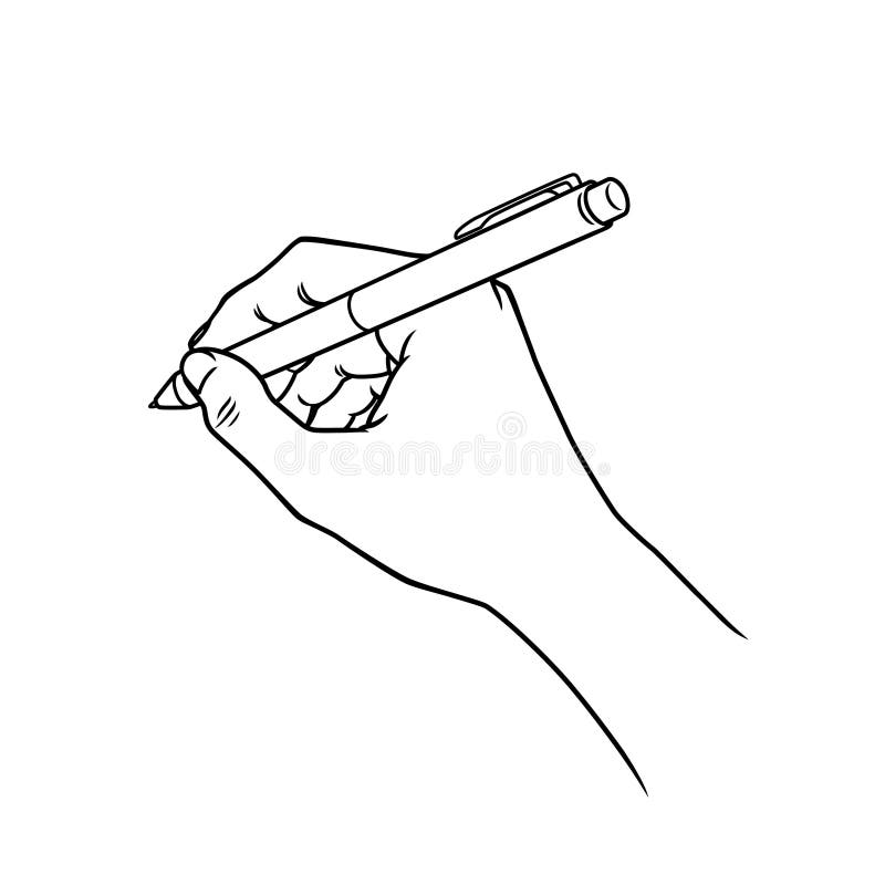 Sketch of Writing Hand in Line Art Style. Stock Vector - Illustration ...
