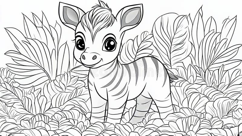 A Sketch of a Young Zebra in a Forest, Suitable for Educational ...