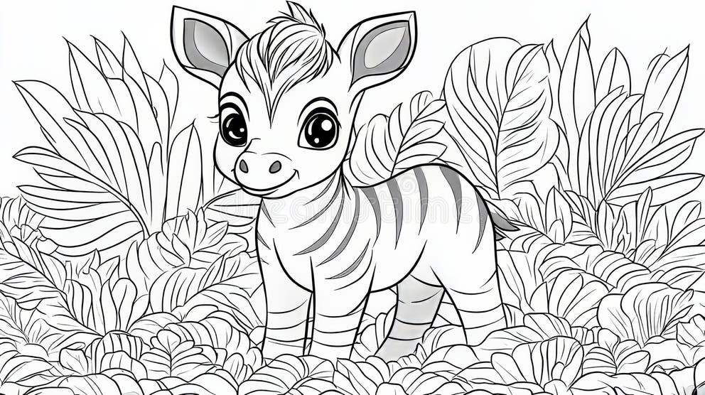 A Sketch of a Young Zebra in a Forest, Suitable for Educational ...